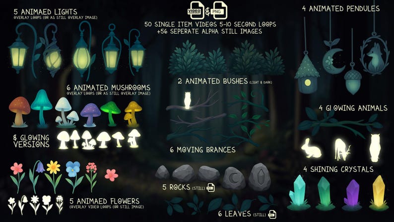 Enchanted Twitch Overlay Pack | Animated Fantasy Forest Assets | DIY ...