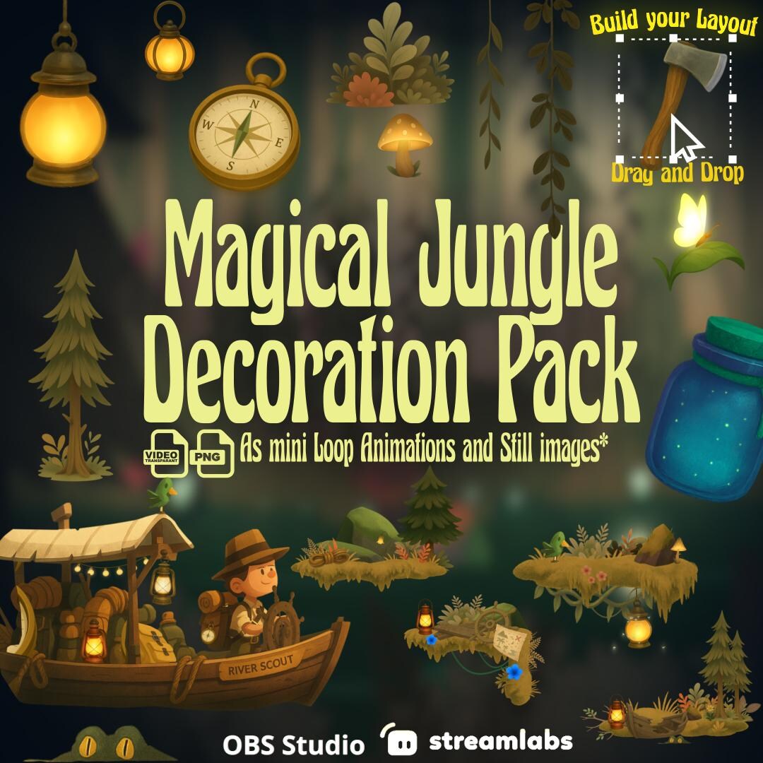 Twitch Overlays Stream Overlay Pack Animated Jungle Cruise OBS ...