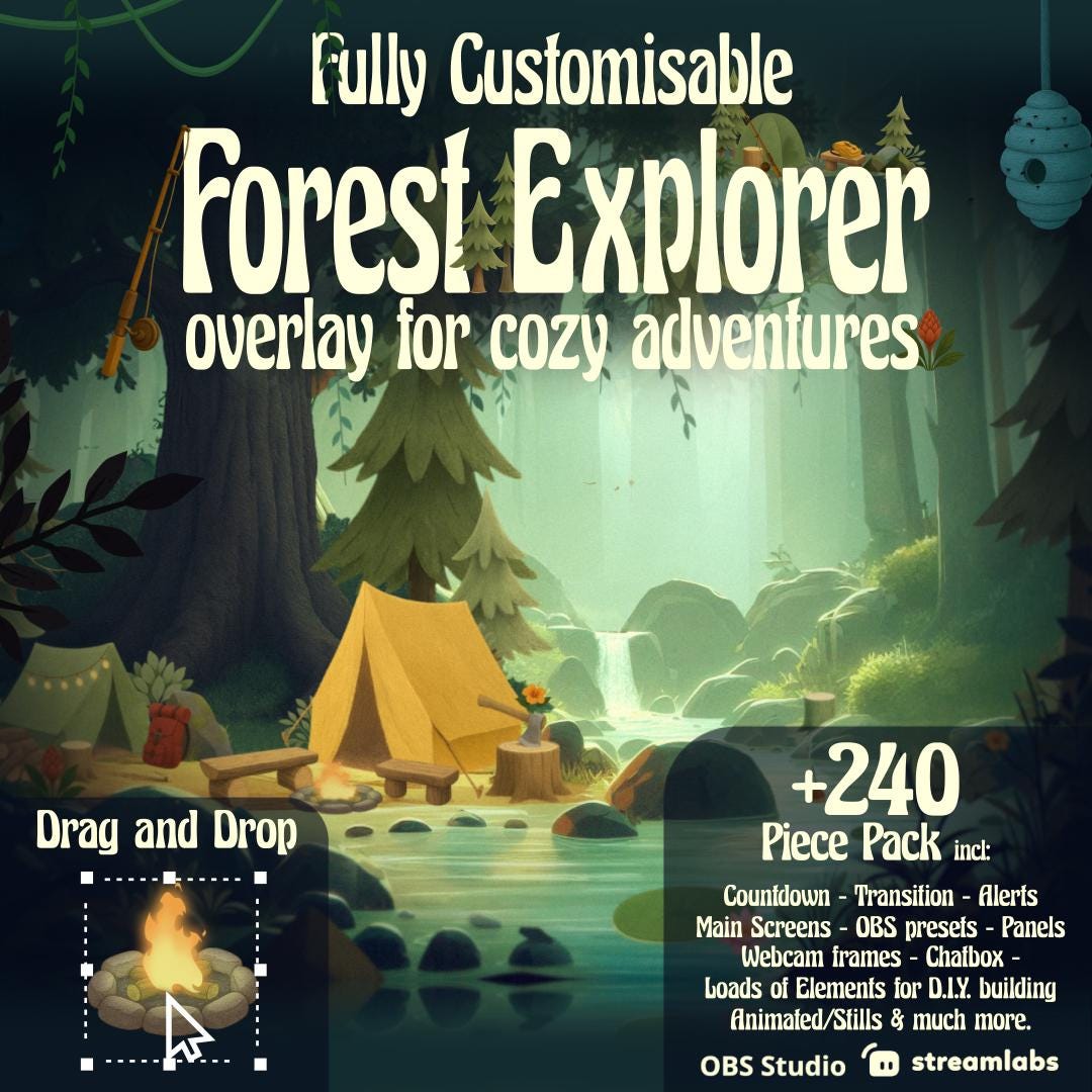 Wilderness Nature Twitch Overlay Pack | Animated Camping Stream Package ...