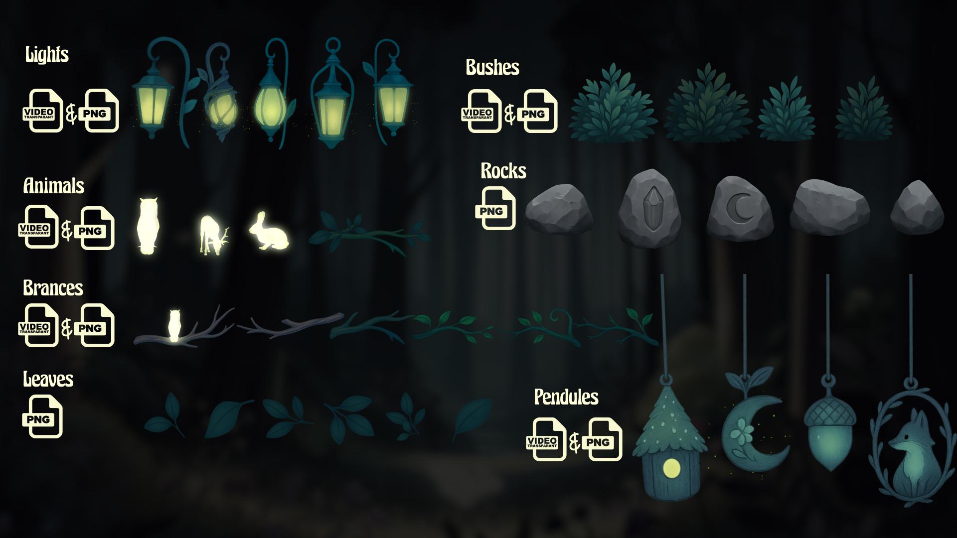 Twitch Overlay Stream Decoration Pack Magical Animated Forest Fantasy ...