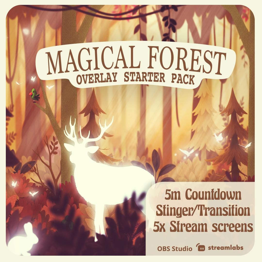 Enchanted Forest Animated Overlay Stream Pack | Cozy Magical Woods ...