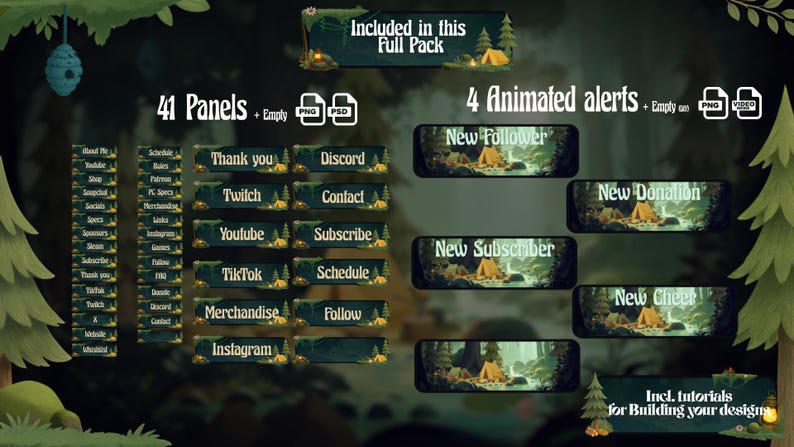 Enchanted Forest Twitch Overlay Animated Stream Package Cozy Green ...