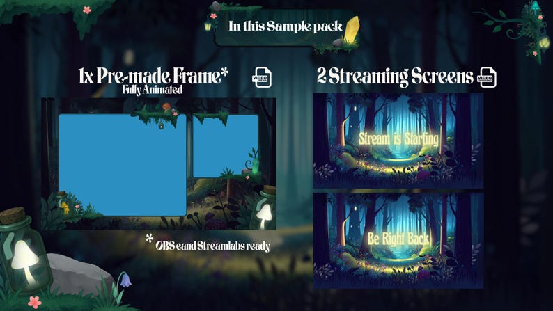 Enchanted Forest Animated Overlay Pack for OBS Streamlabs Vtuber Twitch ...