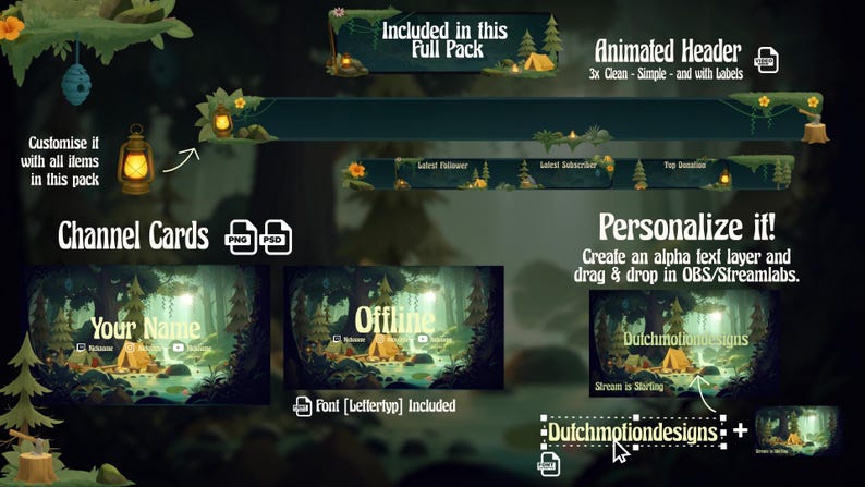 Animated Twitch Overlay Pack | Cozy Forest Vtuber Bundle | Fantasy ...