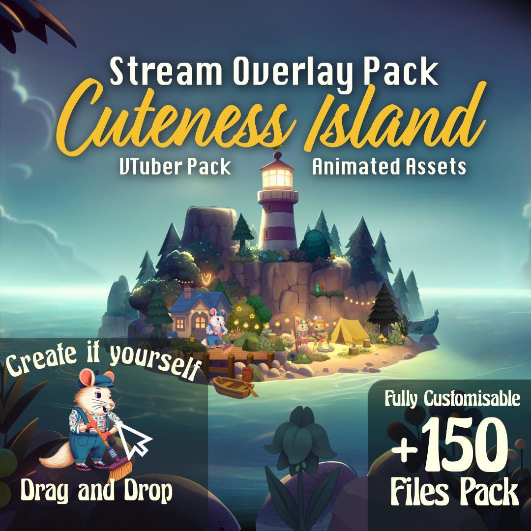 Cozy Stream Twitch Overlay Pack Animated Assets for Vtuber Twitch ...