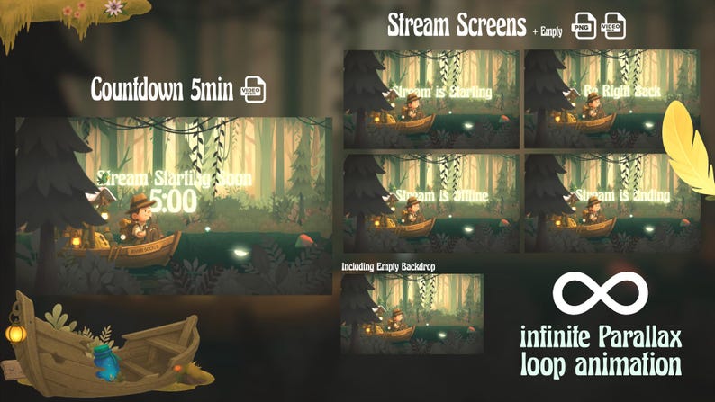 Twitch Overlay Forest Jungle Animated Stream Pack, OBS Streamlabs ...