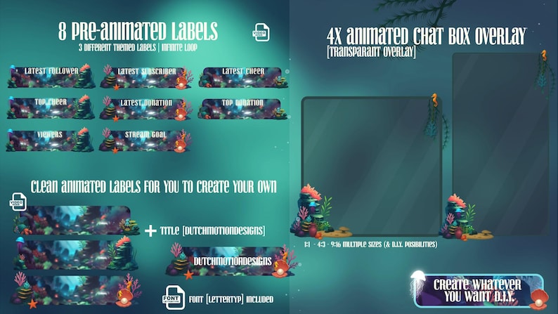Aquatic Fantasy Stream Package, Animated Ocean Reef Vtuber Assets for ...