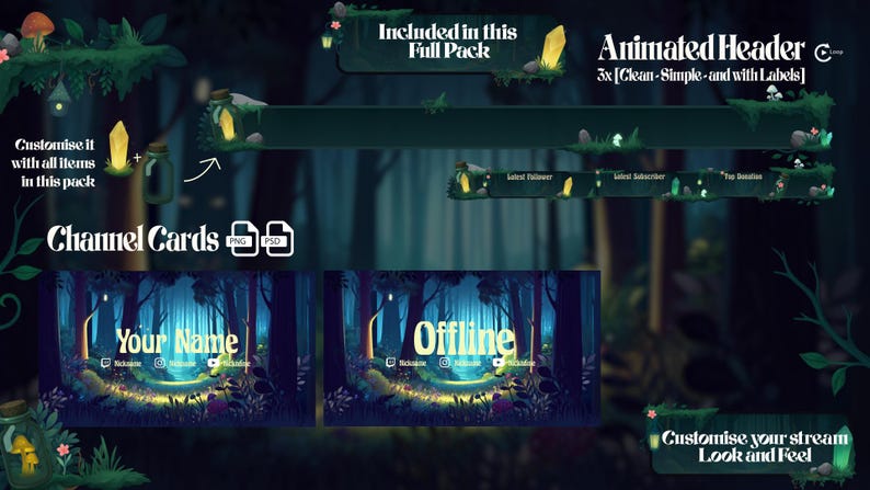 Enchanted Twitch Overlay Pack | Animated Fantasy Forest Assets | DIY ...
