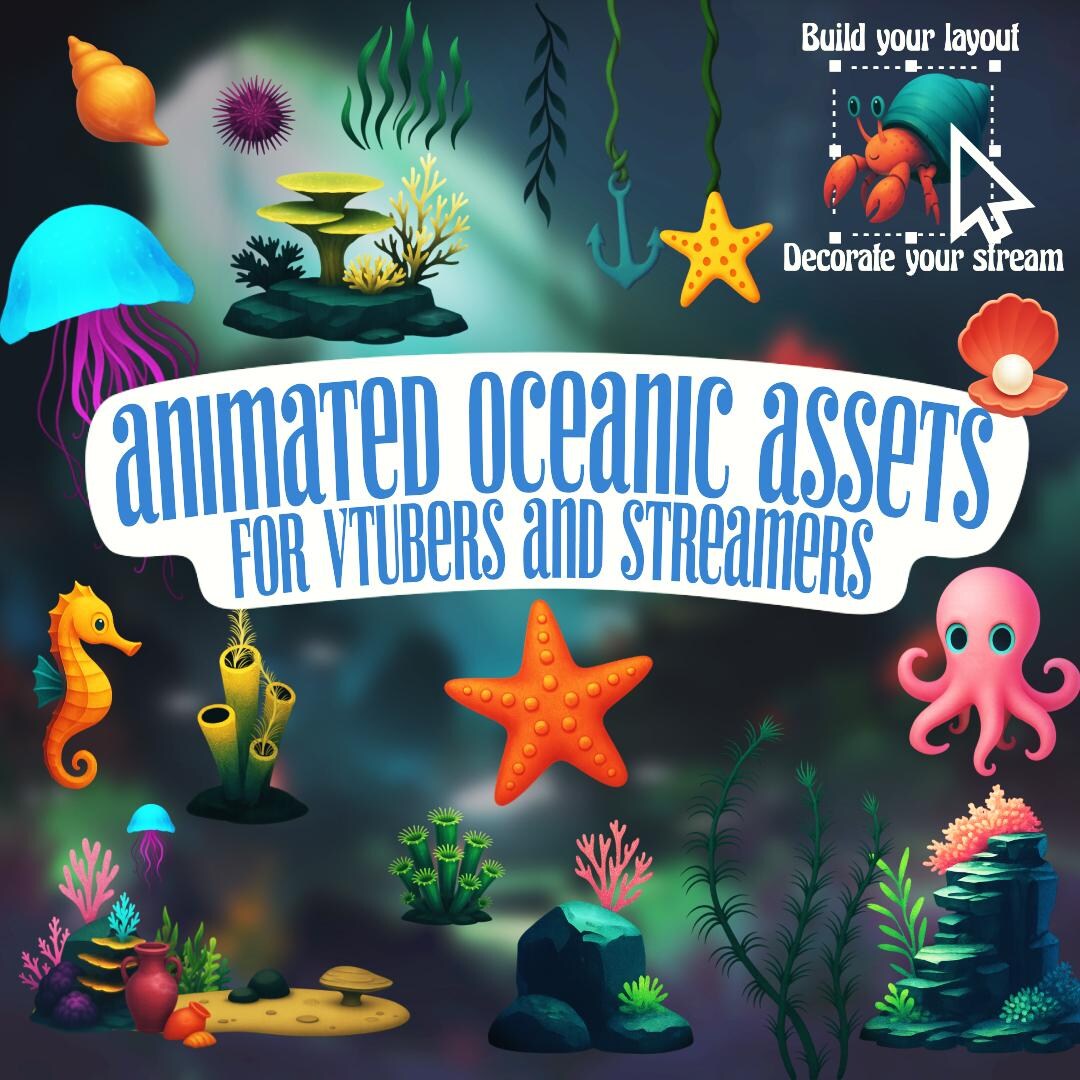 Underwater Ocean Stream Assets, Twitch Overlay Decoration Pack ...