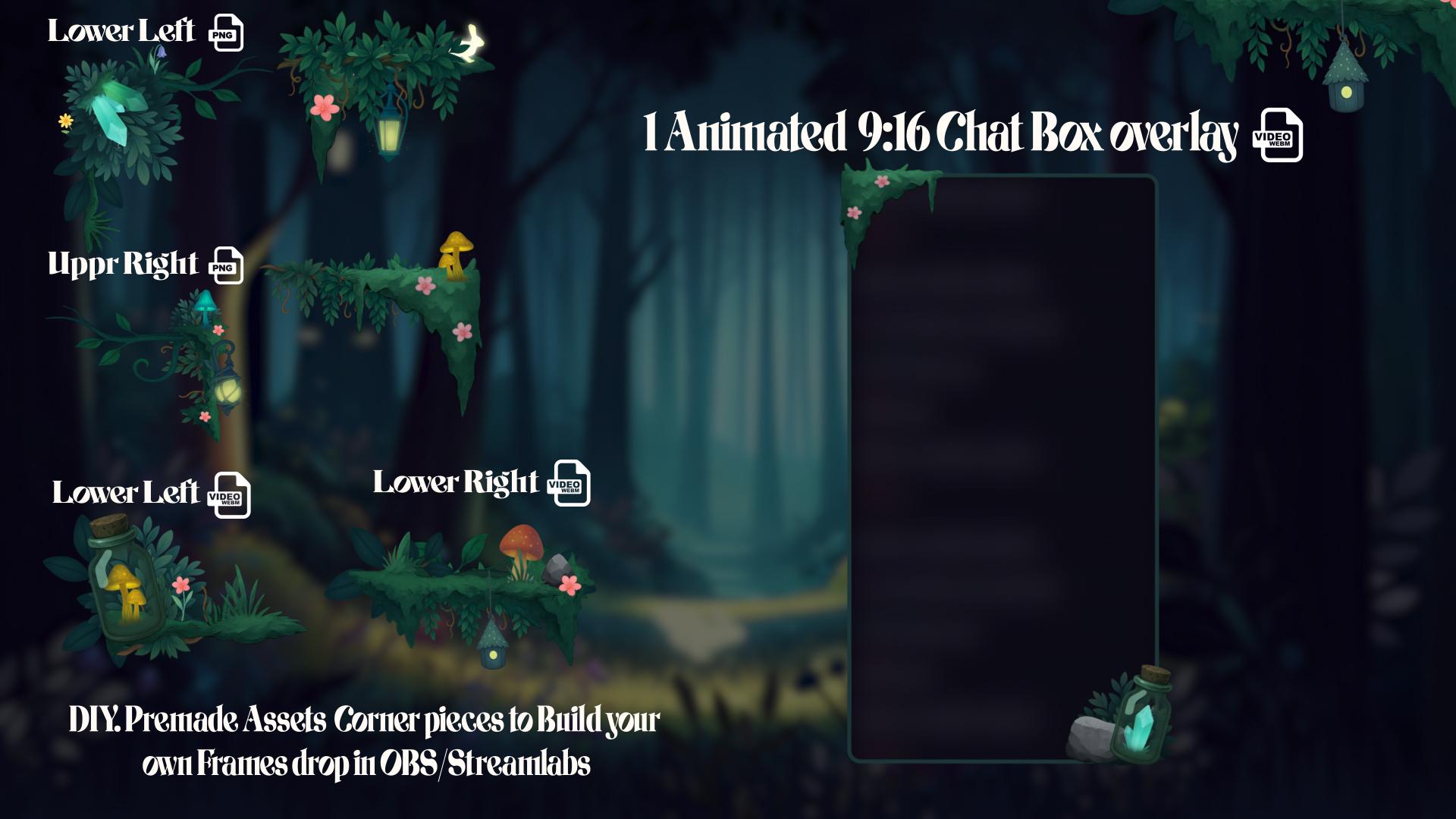 Enchanted Forest Animated Overlay Pack for OBS Streamlabs Vtuber Twitch ...
