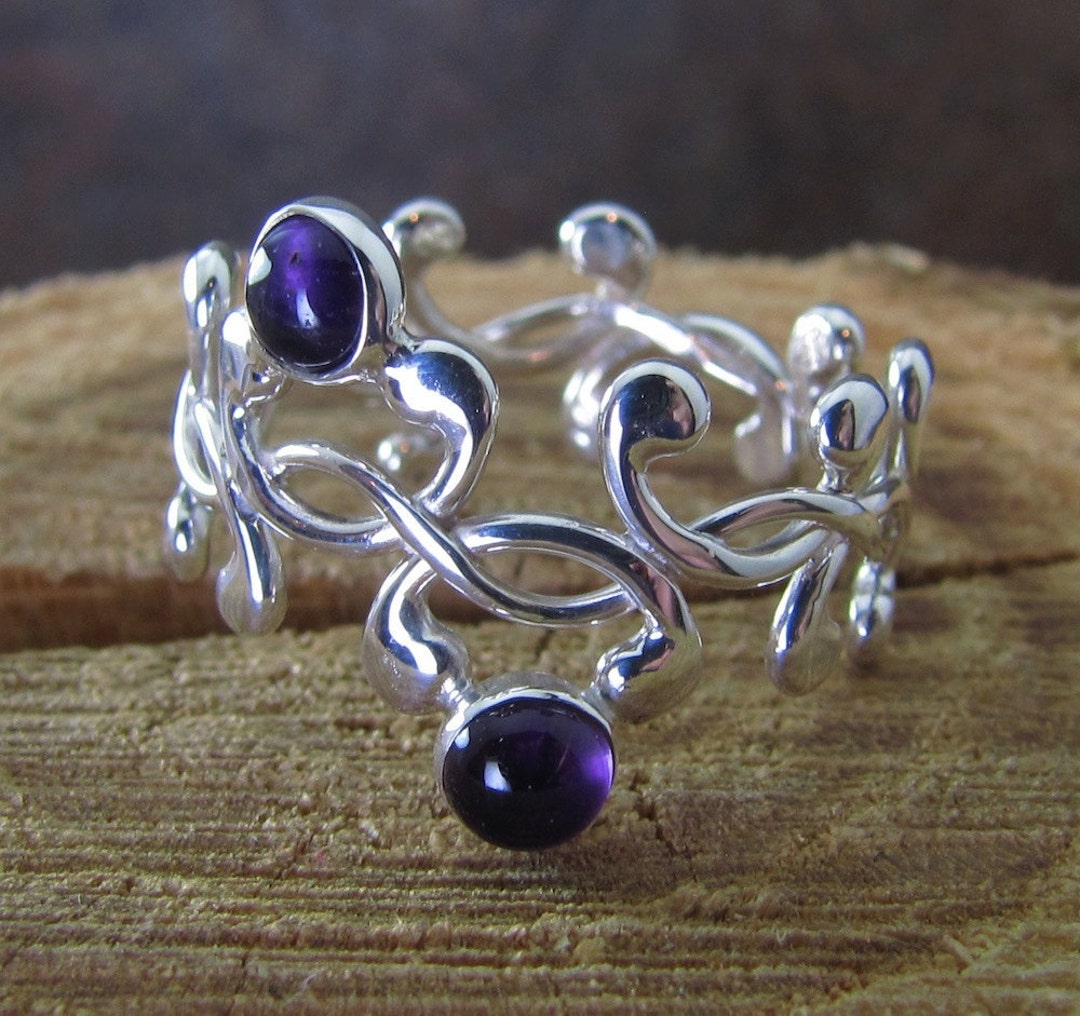Argentium Sterling Woven Ring With Amethysts - Etsy