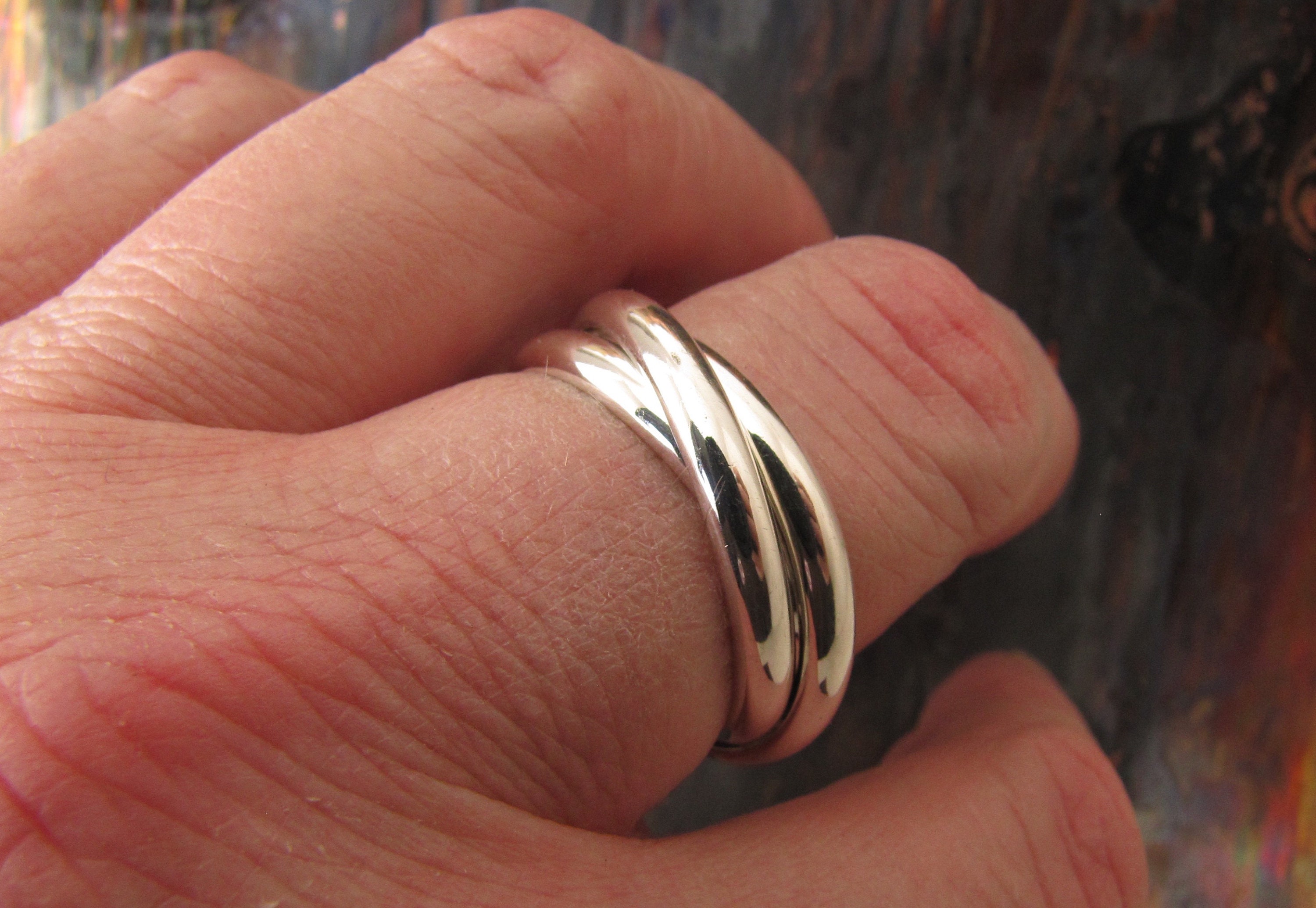 Wide Silver Rolling Ring - Etsy
