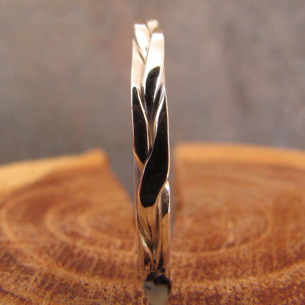 Square Braided Silver Stacking Ring - Etsy