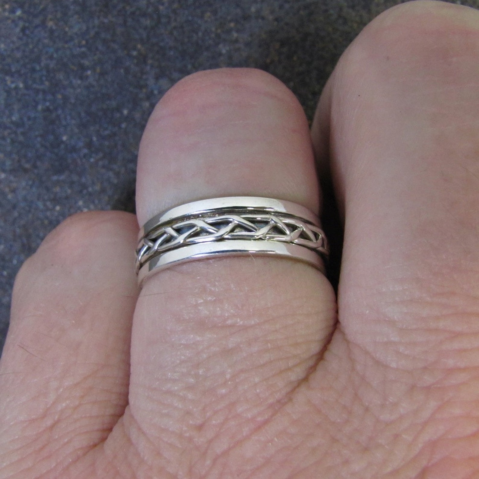 Braided Spinner Argentium Sterling Sterling Silver Band Ring - Etsy