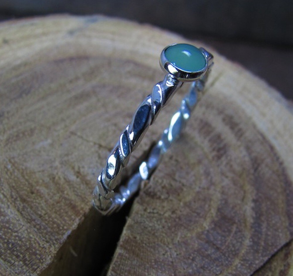 Argentium Sterling Silver Stacking Ring With Stone of Choice - Etsy