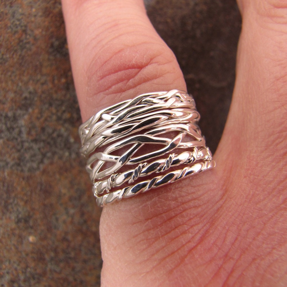 Skinny Double Twisted Stack Ring - Etsy