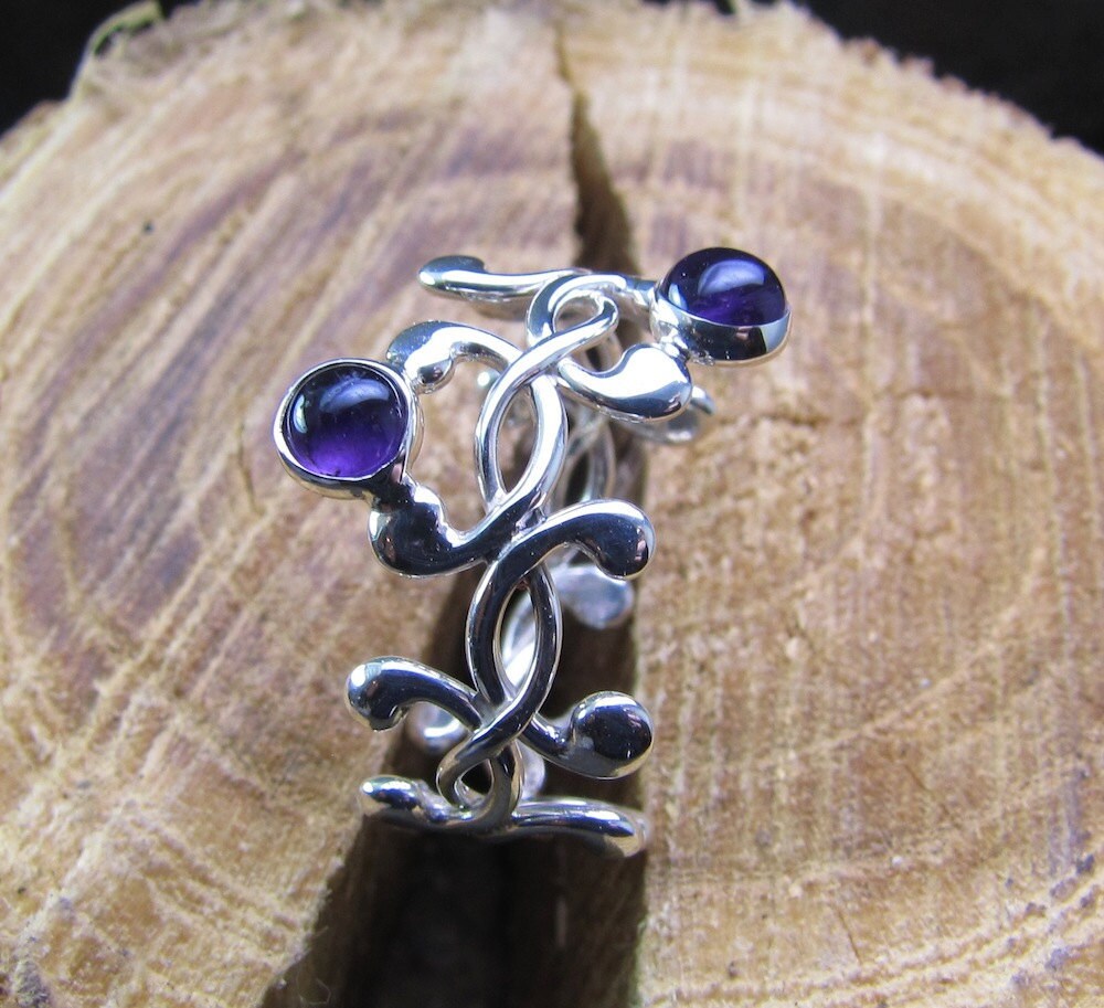 Argentium Sterling Woven Ring With Amethysts - Etsy