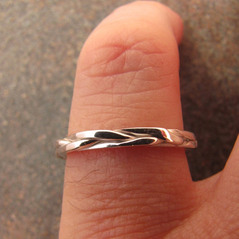 Square Braided Silver Stacking Ring - Etsy