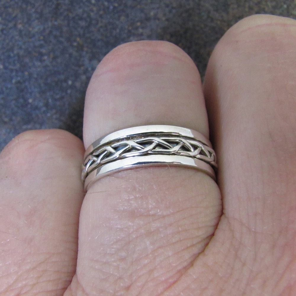 Braided Spinner Argentium Sterling Sterling Silver Band Ring - Etsy