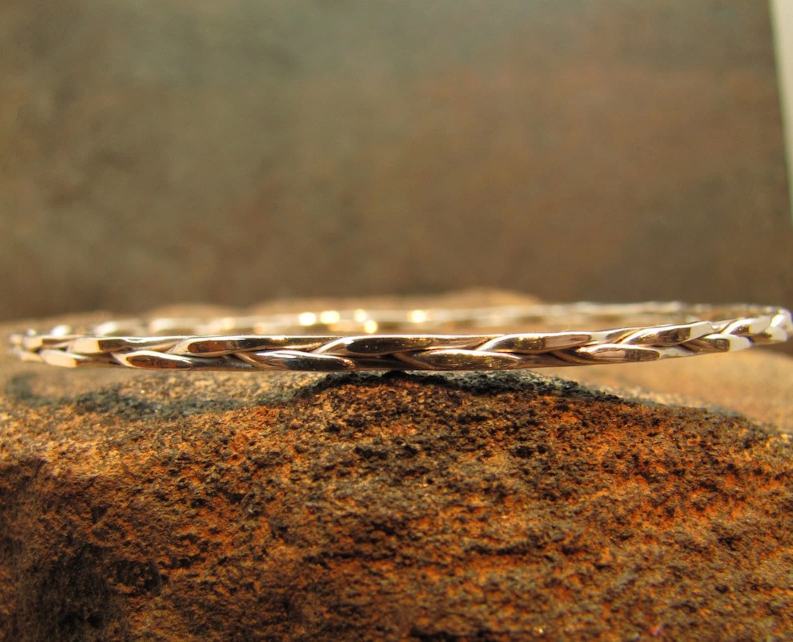 Square Braided Argentium Sterling Silver Bangle Bracelet - Etsy