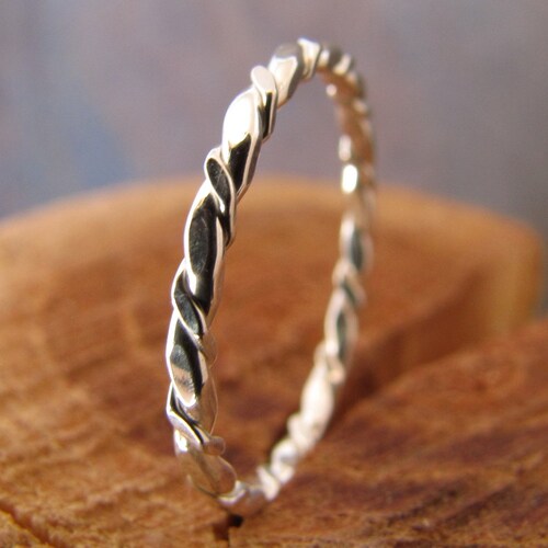 Skinny Argentium Sterling Silver Twisted Stacking Ring - Etsy