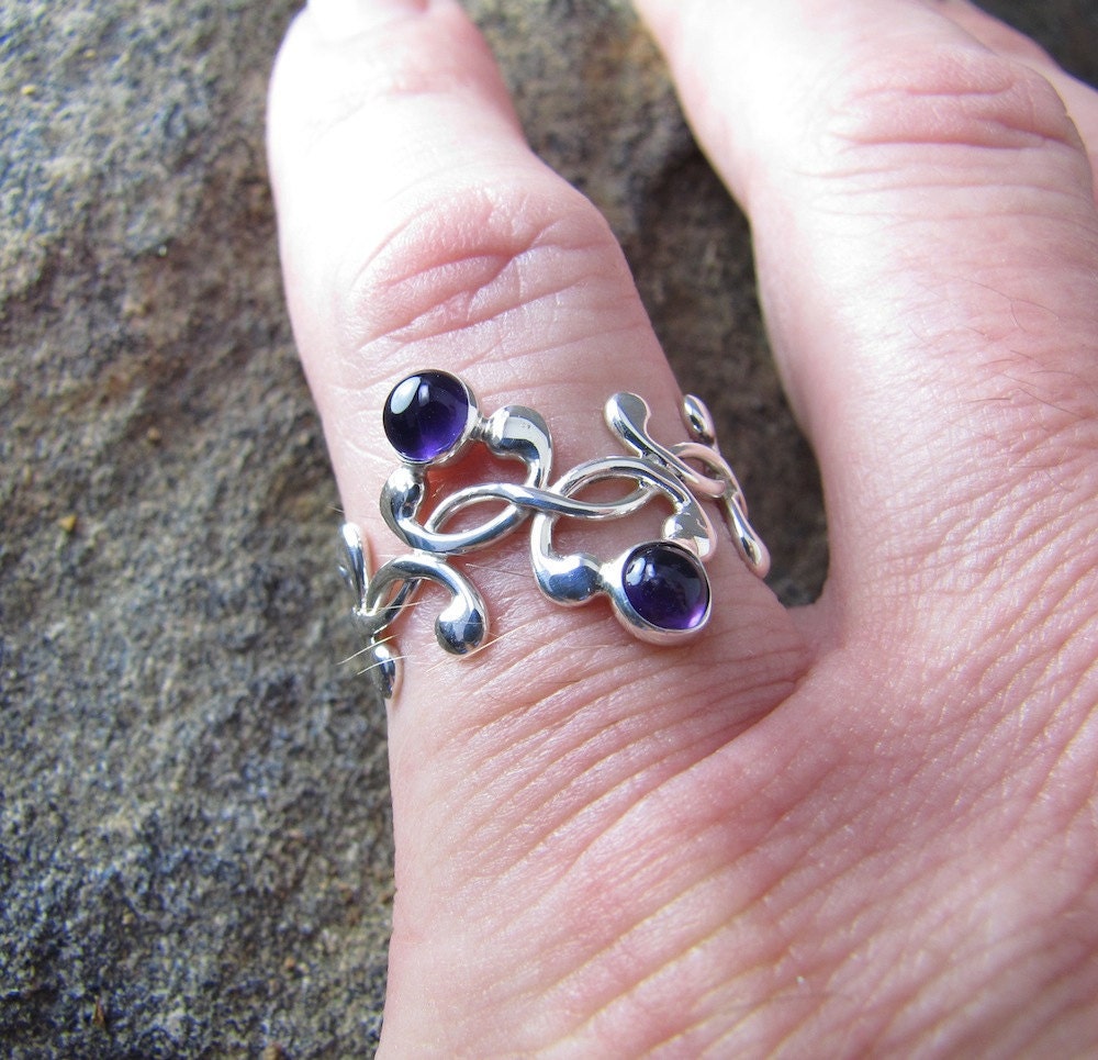 Argentium Sterling Woven Ring With Amethysts - Etsy