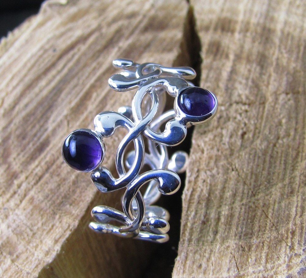 Argentium Sterling Woven Ring With Amethysts - Etsy