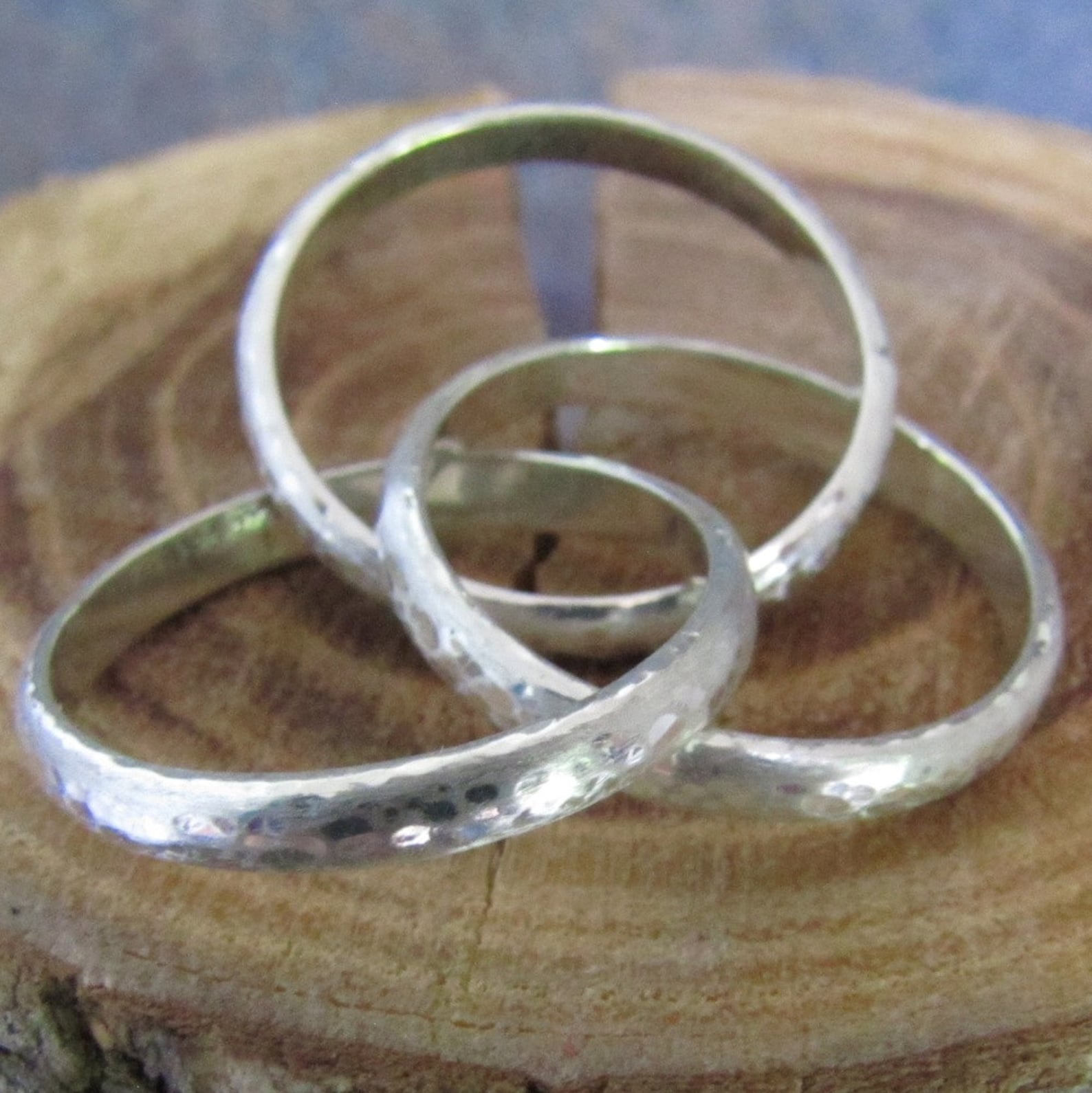 Silver Rolling Ring With Hammer Texture and Brush Finish - Etsy
