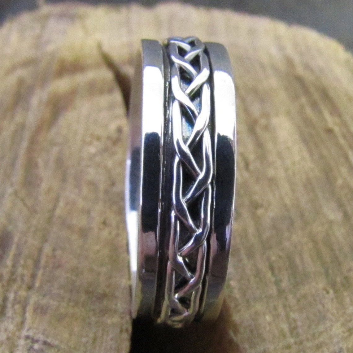 Braided Spinner Argentium Sterling Sterling Silver Band Ring - Etsy