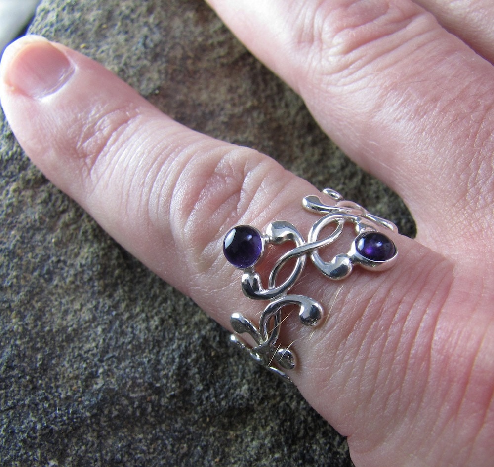 Argentium Sterling Woven Ring With Amethysts - Etsy