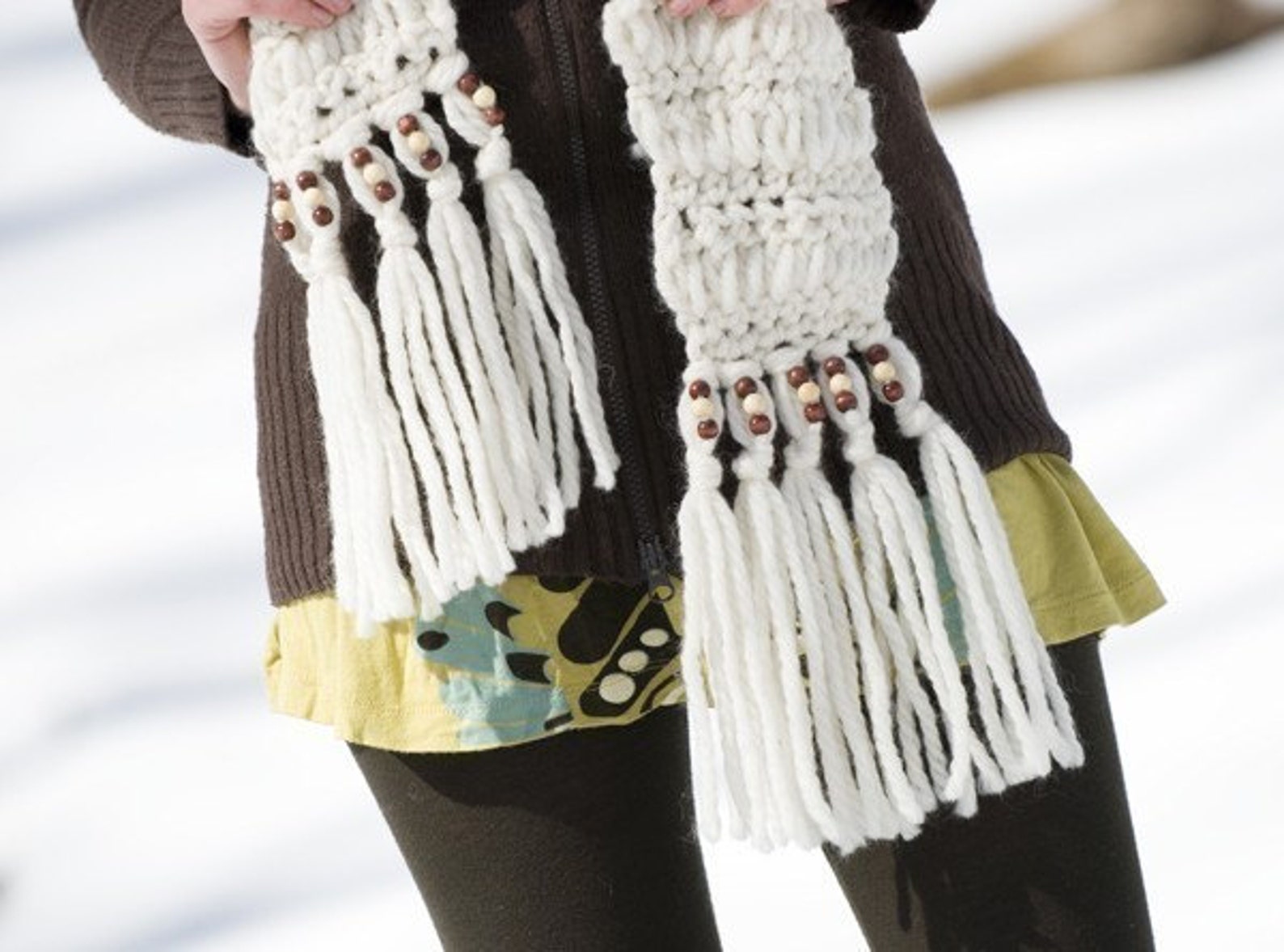 Beaded Fringe Scarf Pattern Crochet Pattern PDF instant Digital ...
