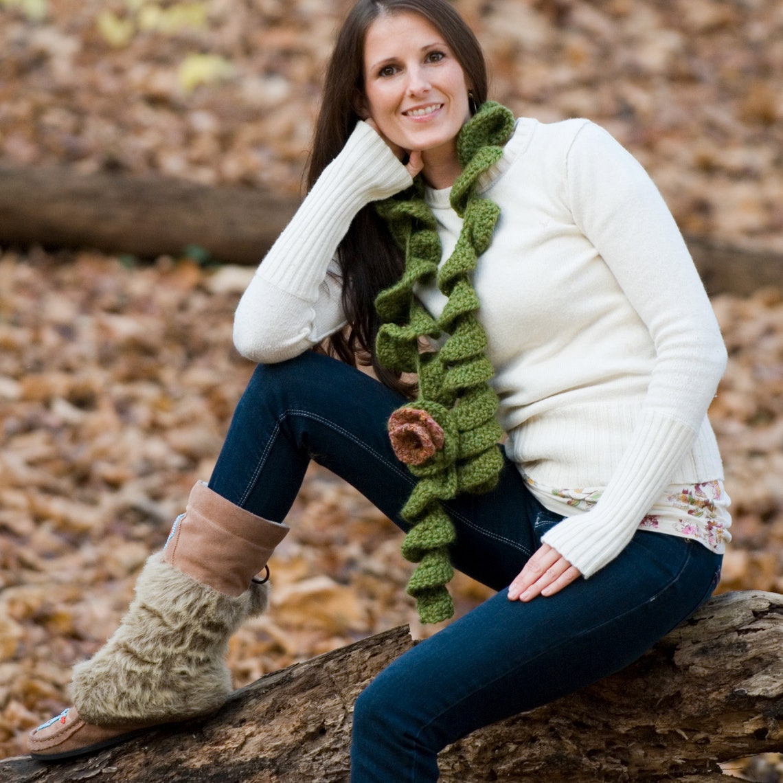 Ruffle Rose Scarf Crochet Pattern PDF (instant Digital Download Simple ...