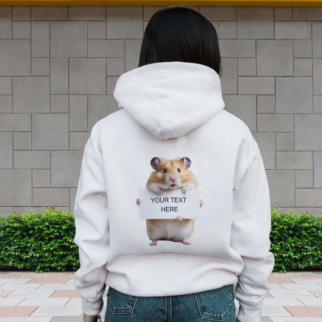 Customized Cute Hamster Hoodie, Oversized Unisex Hoodie, Embroidered ...