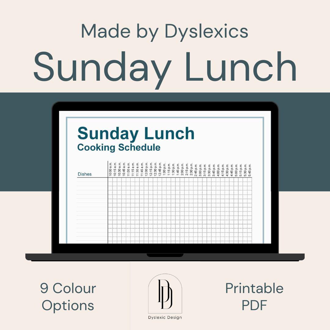 Sunday Lunch Cooking Schedule Printable and Editable PDF | Meal Planner ...