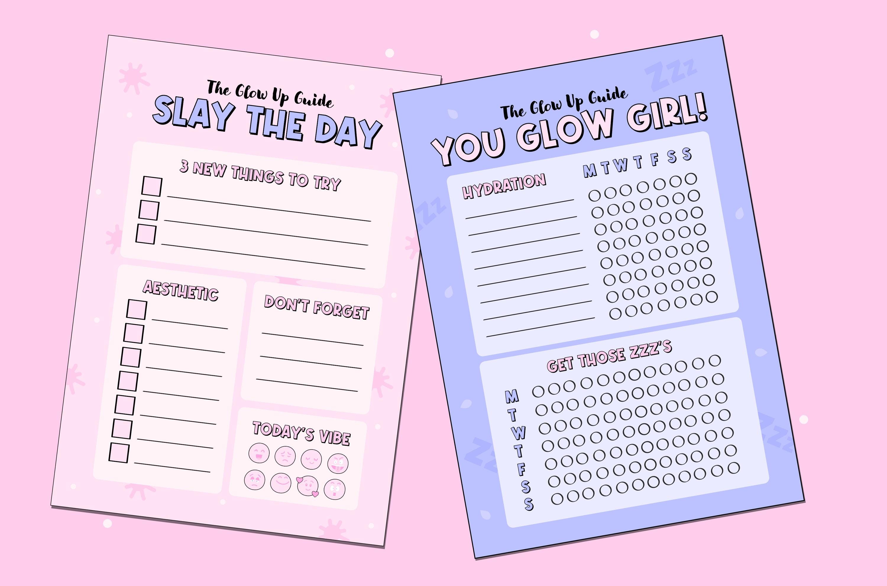 The Glow up Life Planner Kit Colourful Self-care & Mood Tracker ...