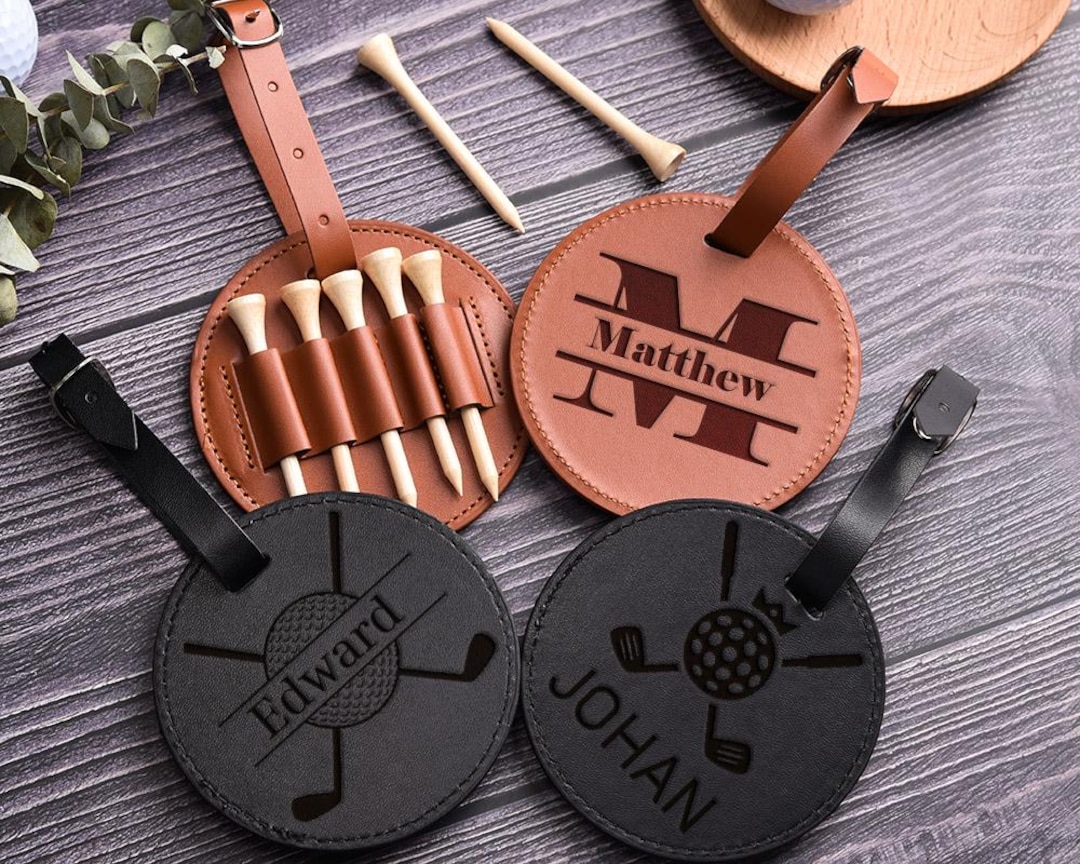 Personalized Leather Golf Bag Tag With Golf Tees,golf Tee Holder ...