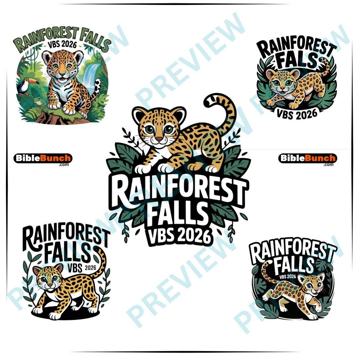 Rainforest Falls VBS 2026 Logo Bundle | Dottie the Jungle Leopard ...