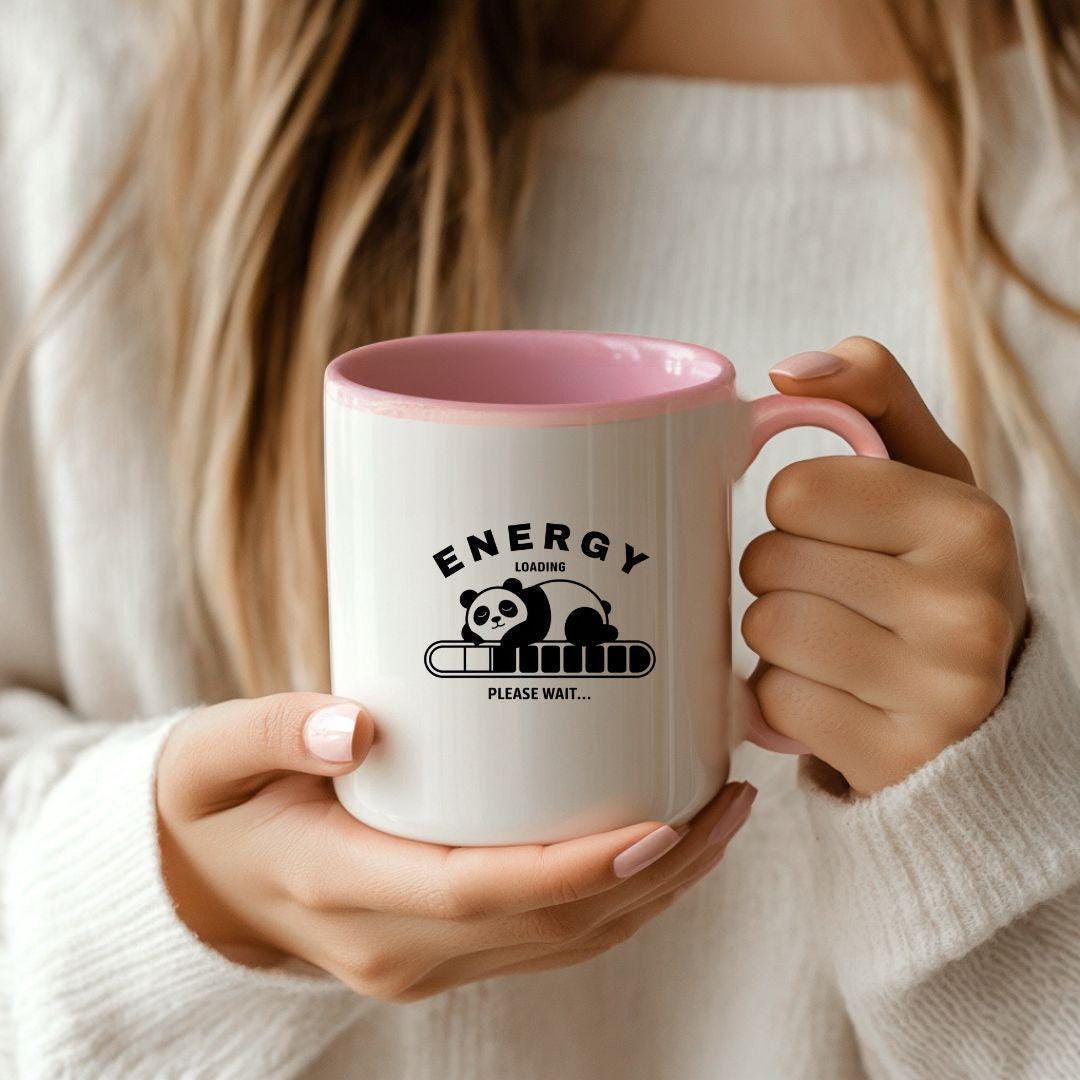 Energy Loading Panda Mug, Funny Lazy Morning Cup, Cute Sleepy Coffee ...