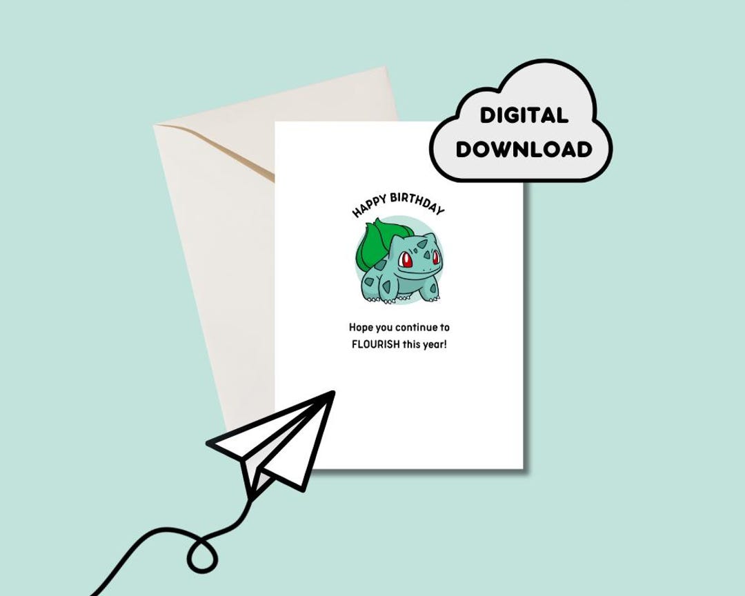 Pokemon Bulbasaur Funny Pun Birthday Card - Etsy