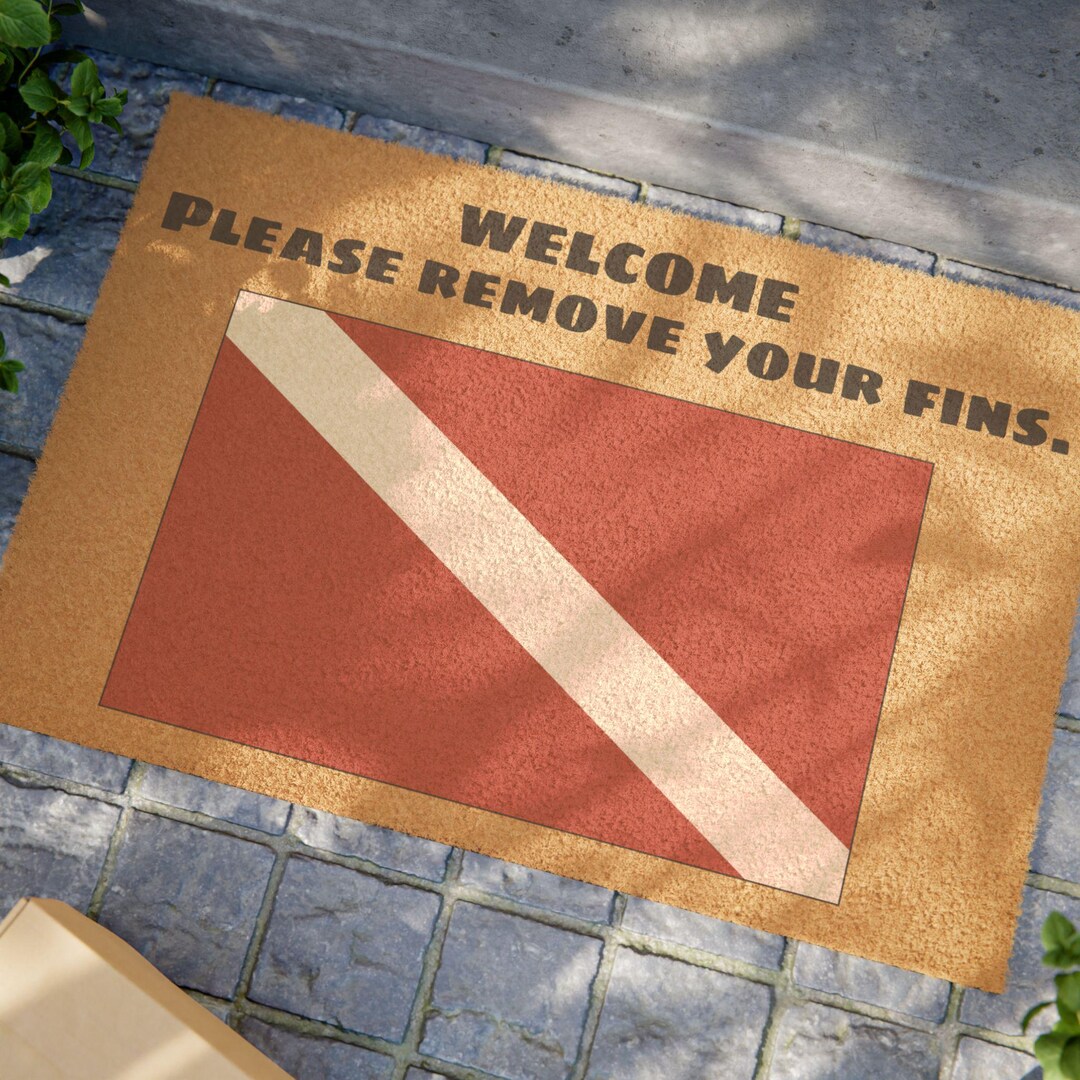 Welcome Mat Dive Flag Design~ Personalize~ Scuba Diver Decor~ Beach ...