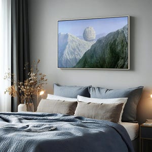 Rene Magritte ,floating Rock Surreal Canvas, Mountain Landscape Art ...