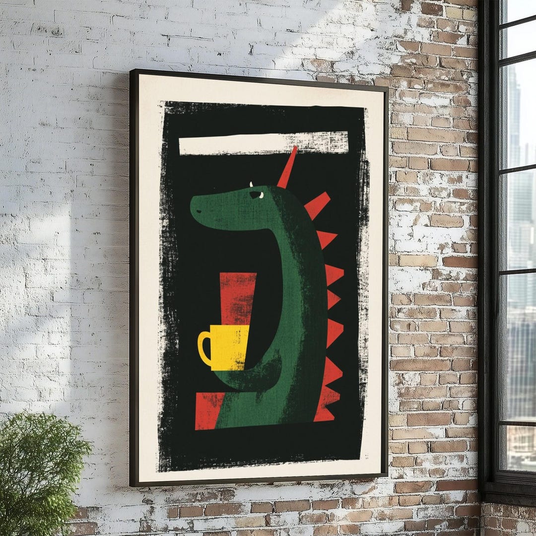 Jean-michel Basquiat Style, Whimsical Dinosaur Canvas, Dinosaur Wall ...