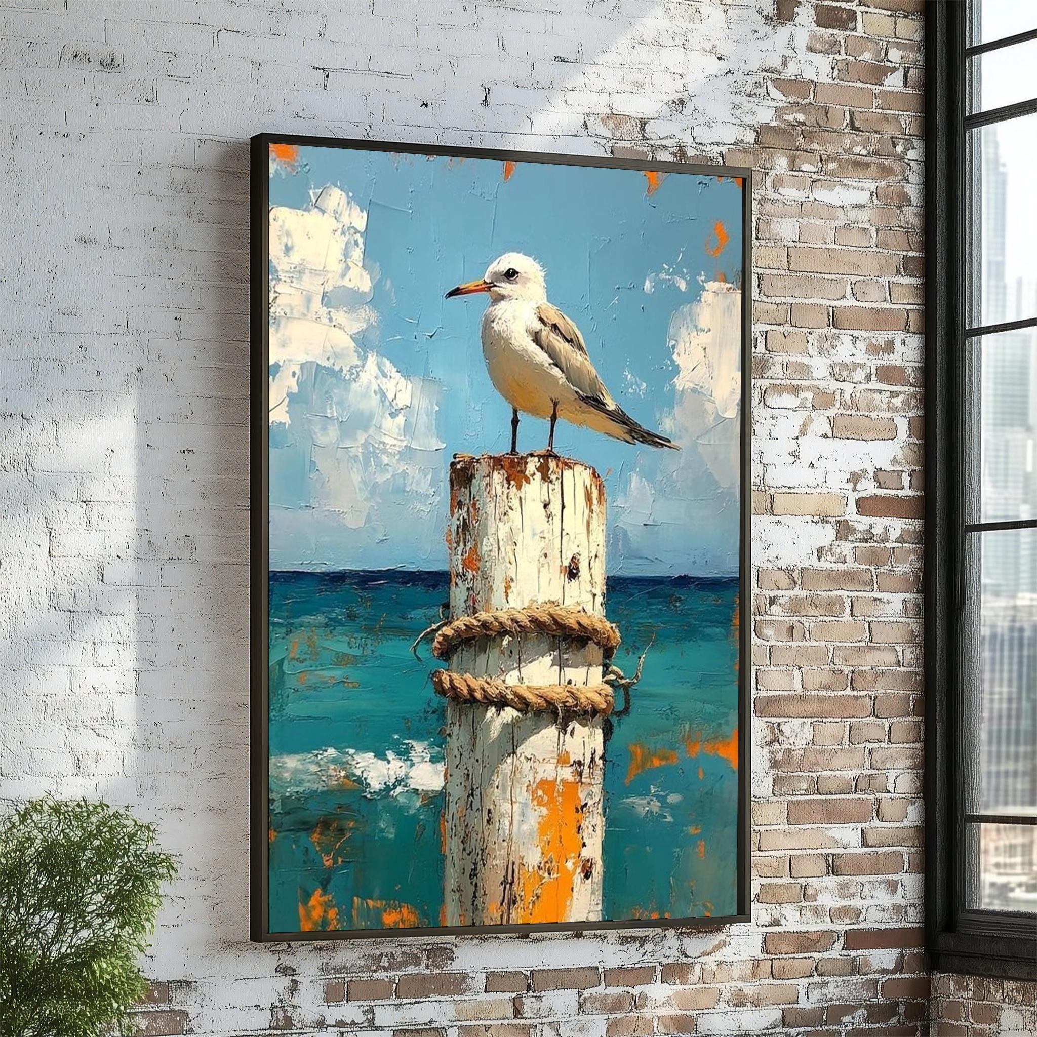 Seagull Ocean Canvas, Coastal Bird Art, Beach Vibe Wall Print, Seaside ...