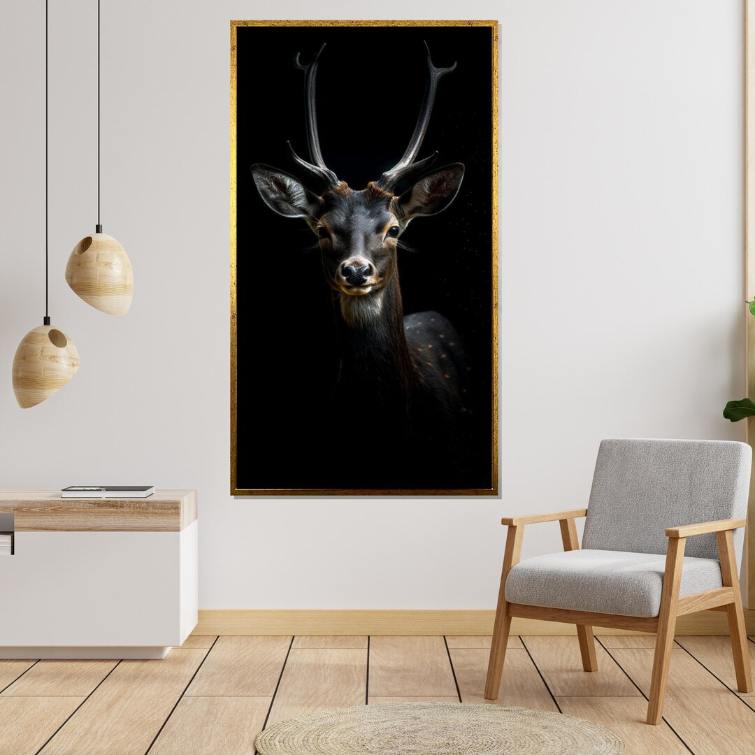 Majestic Stag Canvas, Deer Wall Art, Elegant Animal Portrait, Wildlife ...