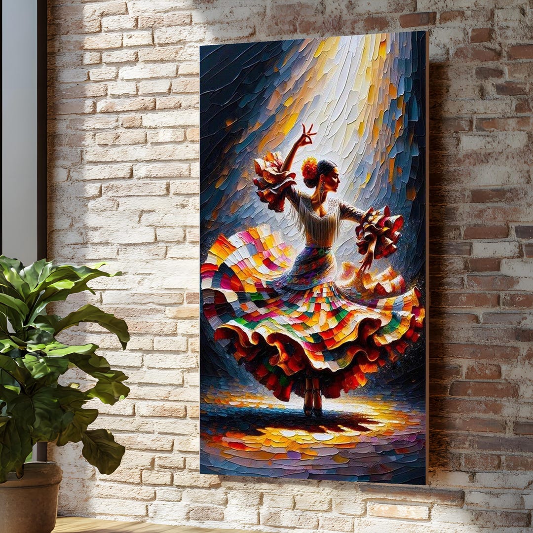 Colorful Flamenco Dancer Canvas, Multicolor Dance Art, Wall Art Canvas ...