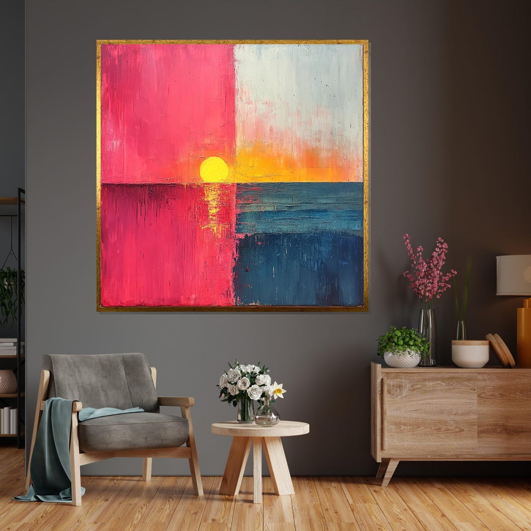 Abstract Sunset Canvas, Rothko Inspired Art, Colorful Landscape Wall ...