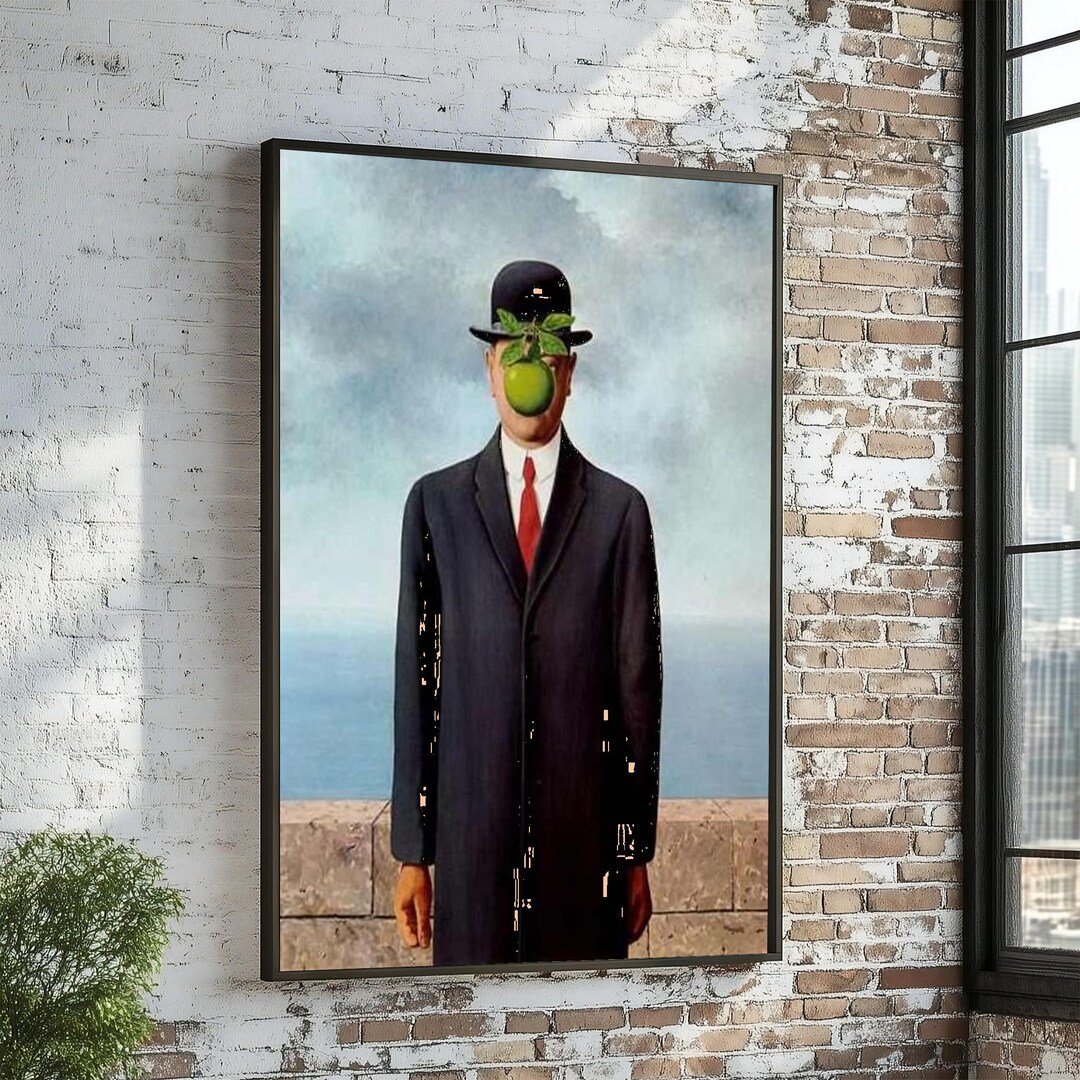 Rene Magritte, Surrealism Canvas Art, Apple Face Print, Magritte ...