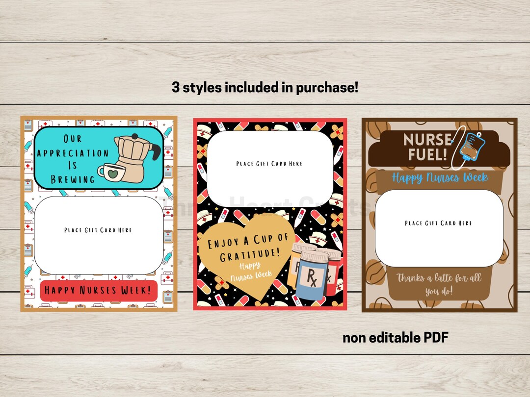 Nurse Appreciation Coffee Gift Card Holder Tags (digital Download) - Etsy