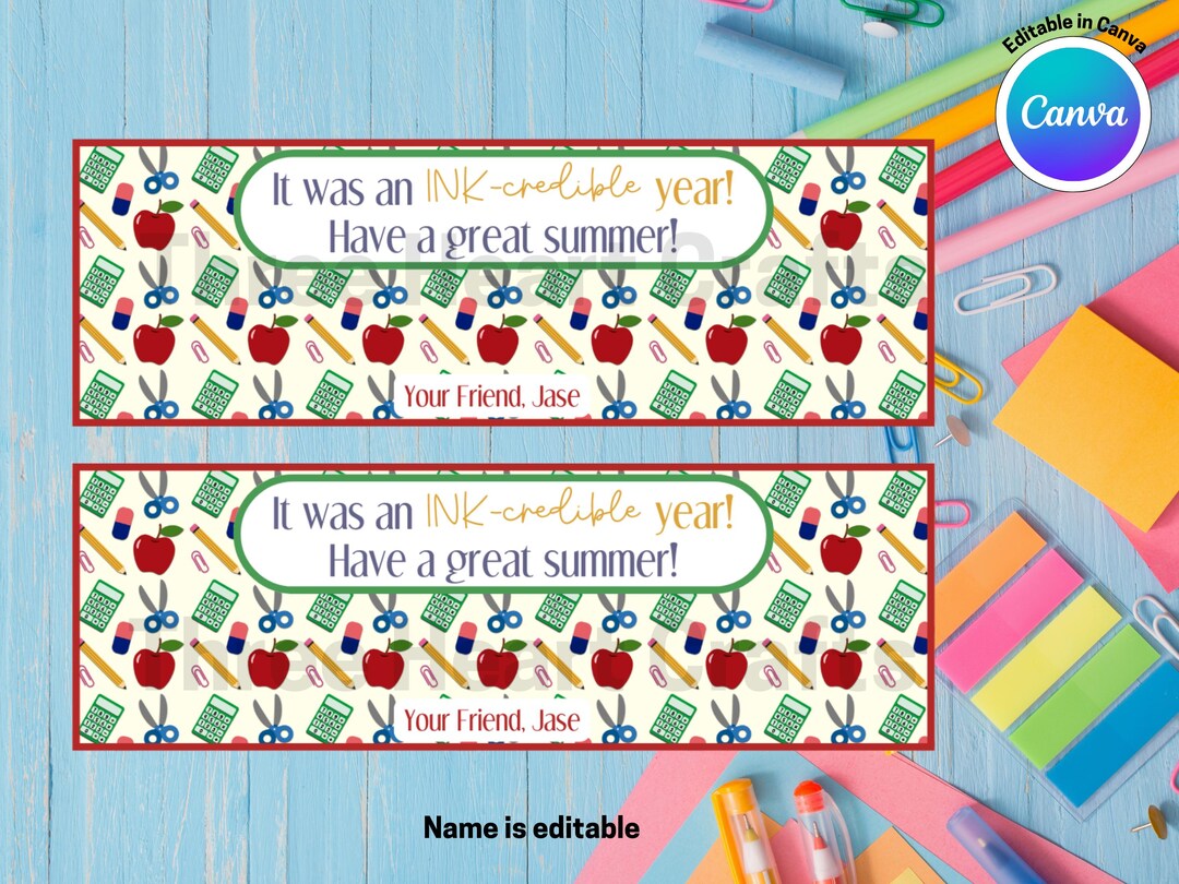 It Was an Ink-credible Year Tag, Teacher Thank You Gift, Tag for Pens ...