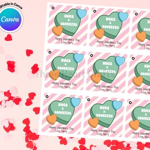 Hugs and Squeezes Valentine, Gift Tag, Preschool, Editable, Digital ...